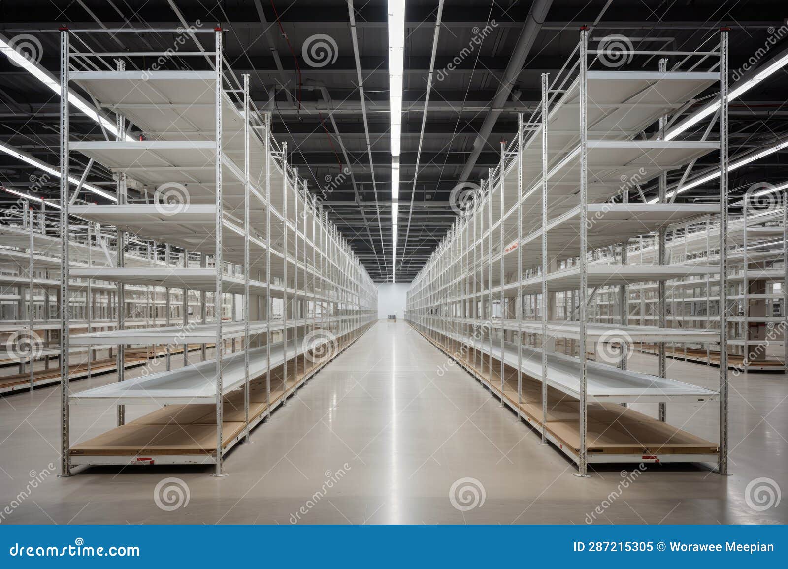 Empty Rack Shelf in Mega Storehouse. Logistic Concept Stock ...