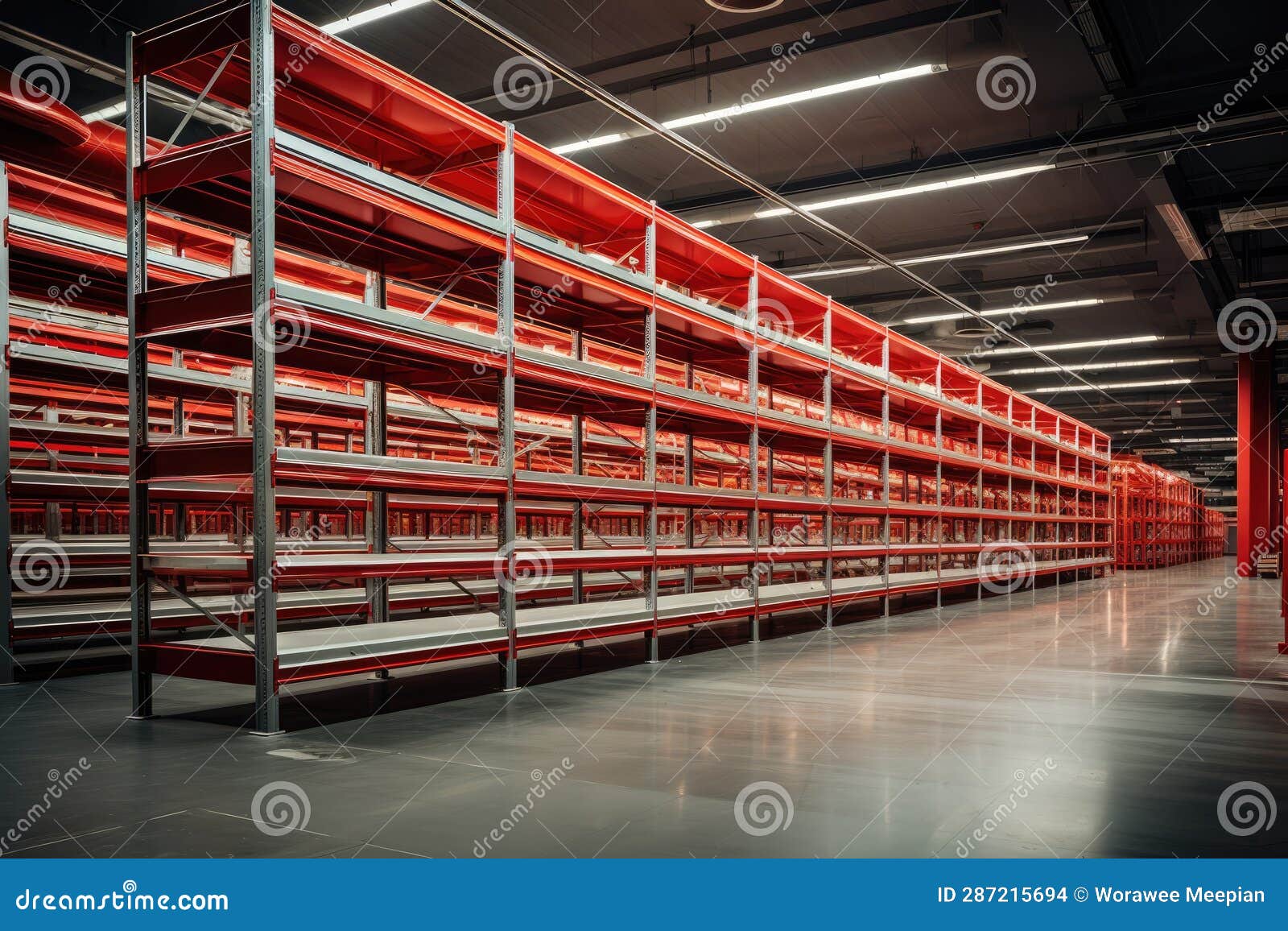 Empty Rack Shelf in Mega Storehouse. Logistic Concept Stock Photo ...