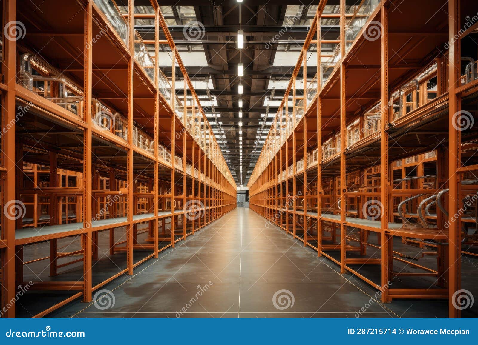 Empty Rack Shelf in Mega Storehouse. Logistic Concept Stock Photo ...