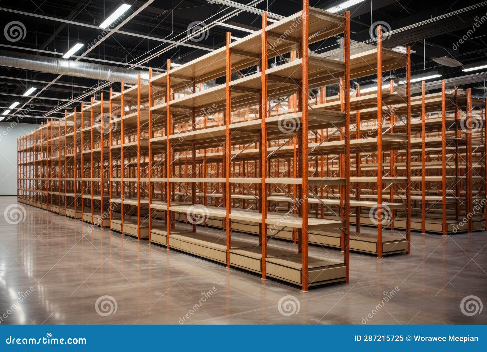 Empty Rack Shelf in Mega Storehouse. Logistic Concept Stock ...