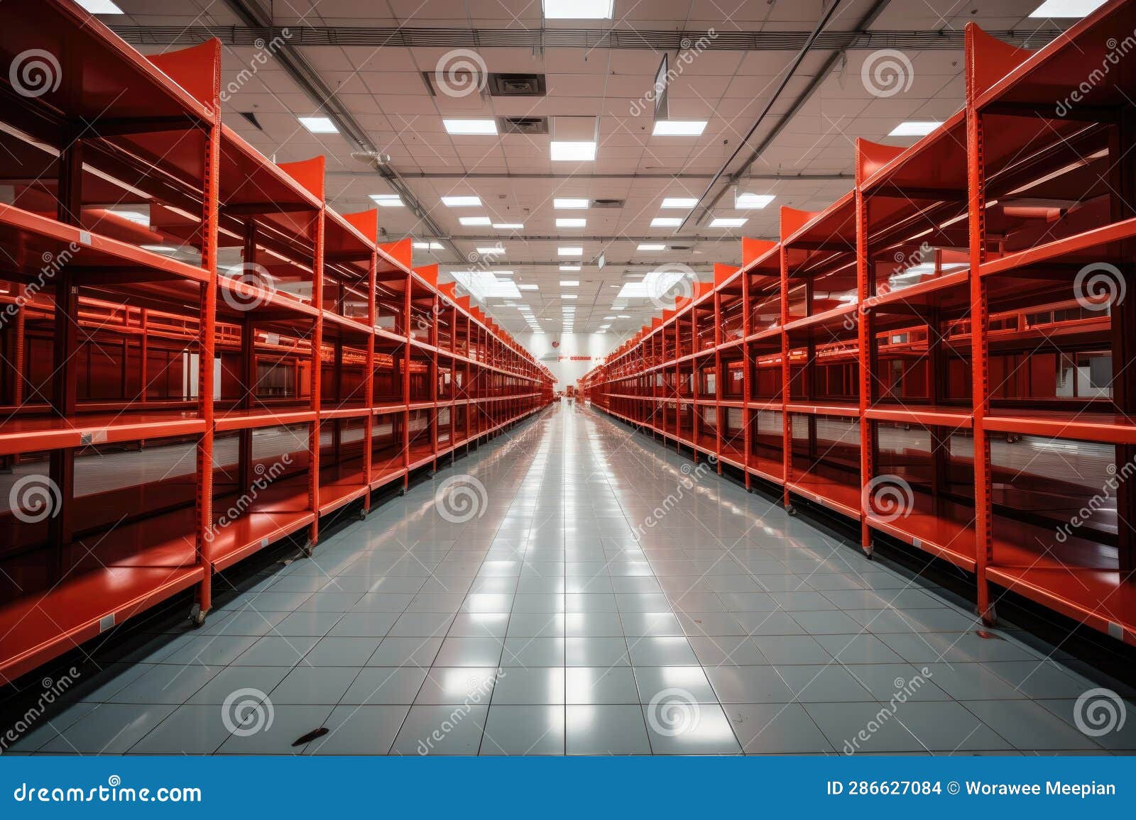 Empty Rack Shelf in Mega Storehouse. Logistic Concept Stock ...