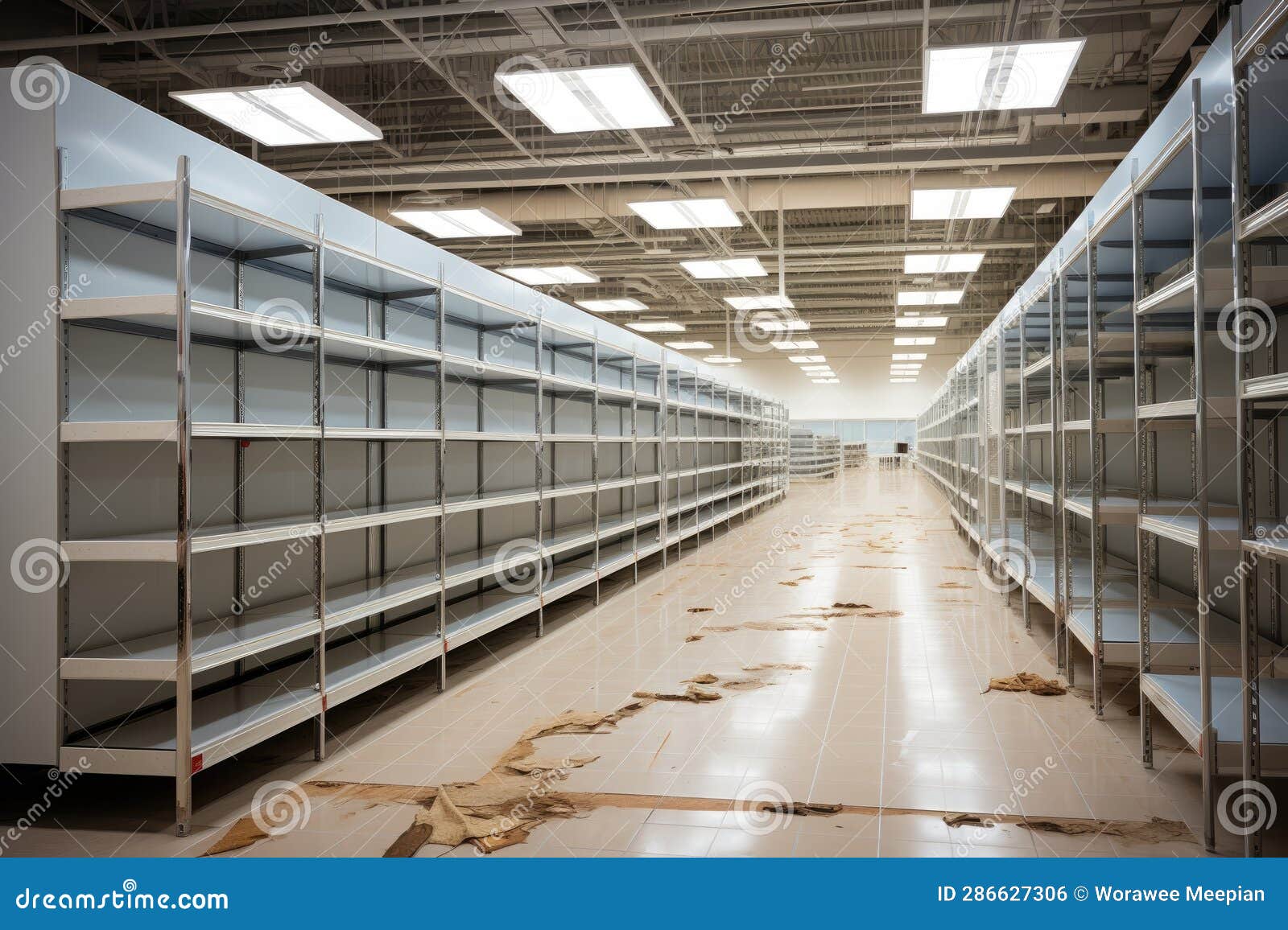 Empty Rack Shelf in Mega Storehouse. Logistic Concept Stock Photo ...