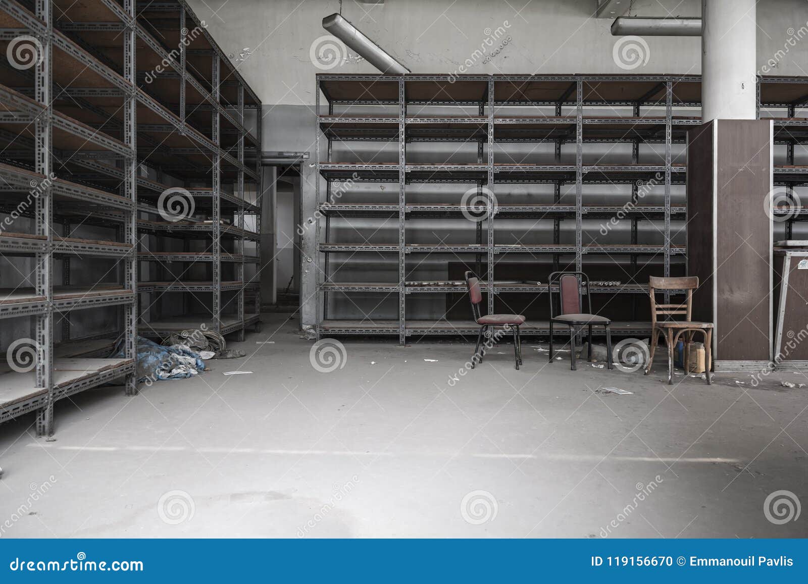 Empty Racks in an Old Abandoned Store Stock Photo - Image of dust ...