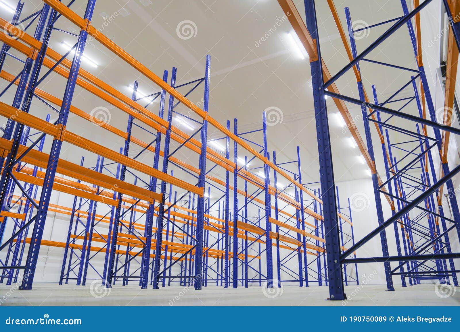Empty Racks in Warehouse Industrial Stock Image - Image of machine ...