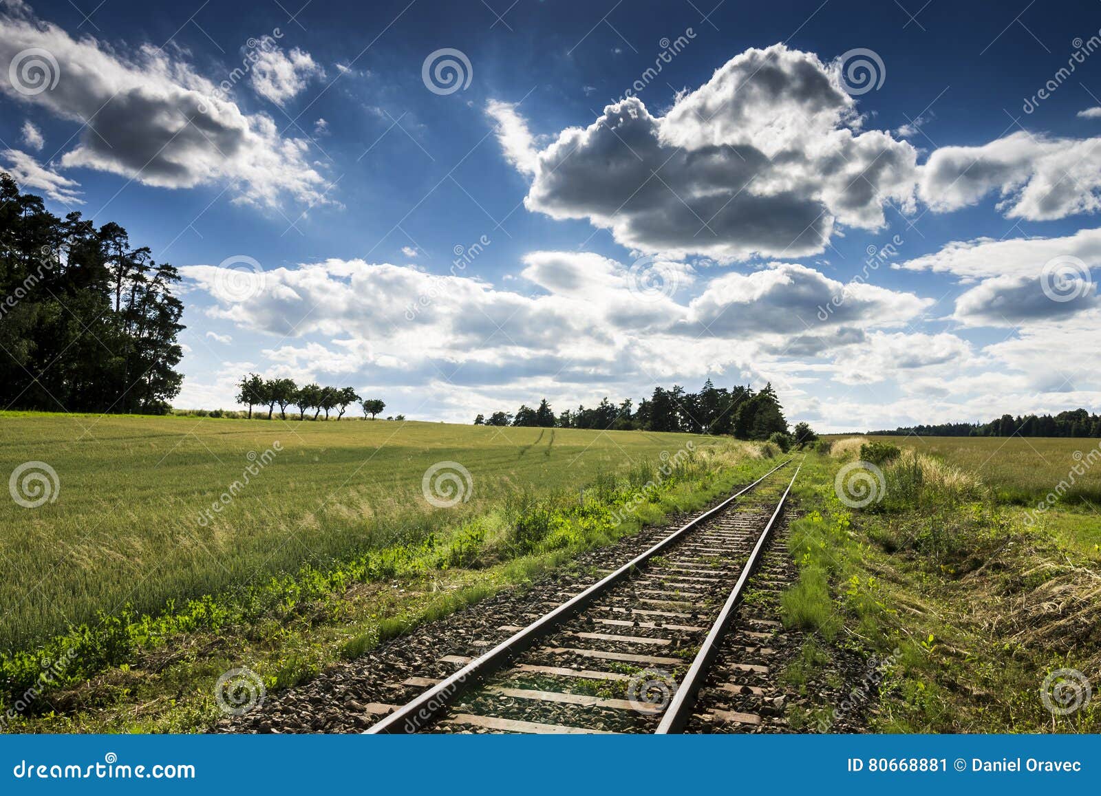 Empty Rail Track with Blue Sky Stock Image - Image of direction, blue ...