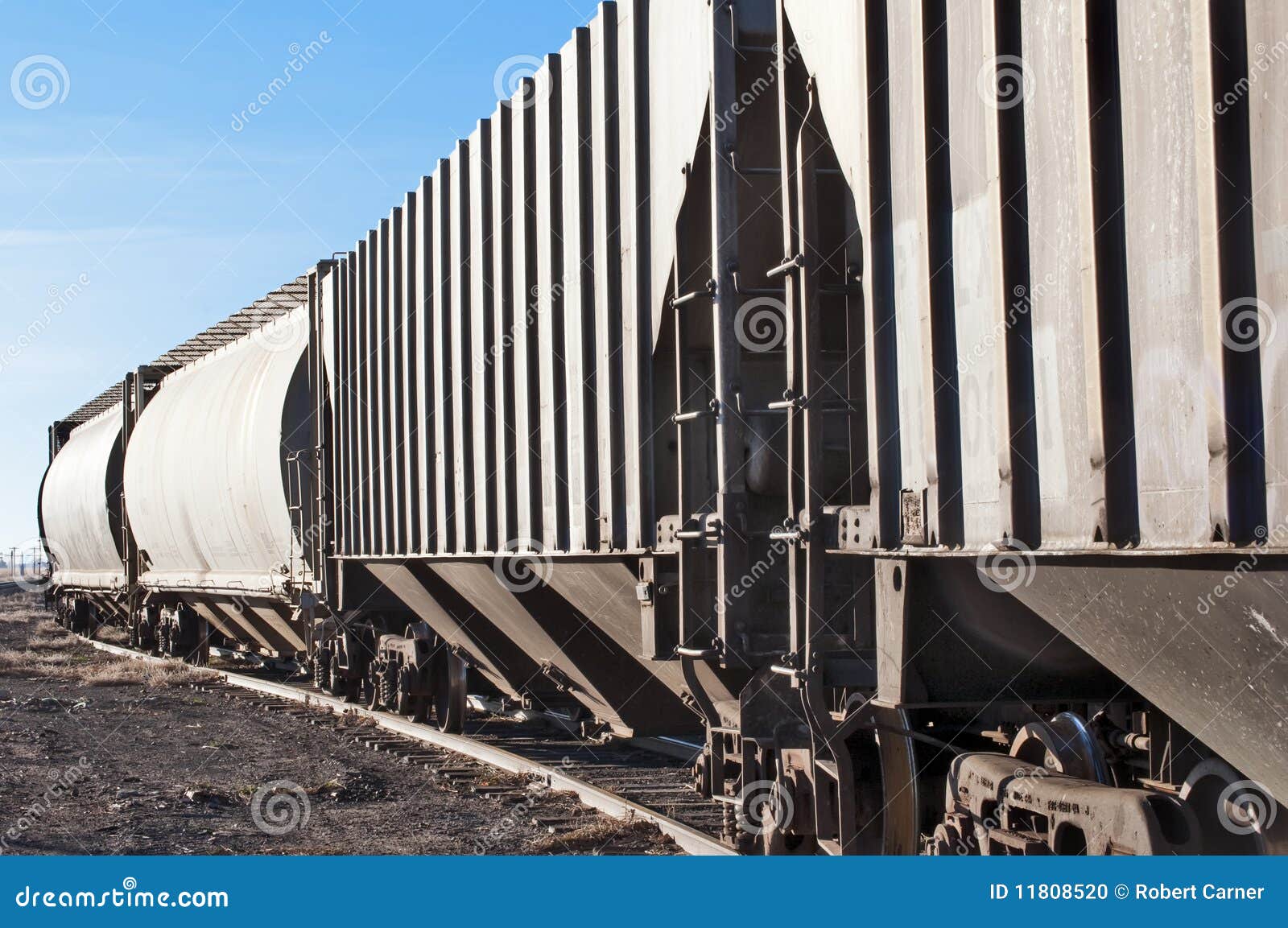 Empty Railcars Sitting on a Rail Siding Stock Photo - Image of hopper ...