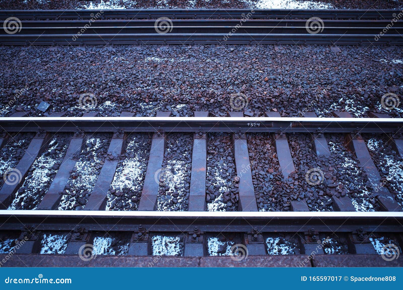 Empty Railroad Track with Embankment Backdrop Stock Image - Image of ...