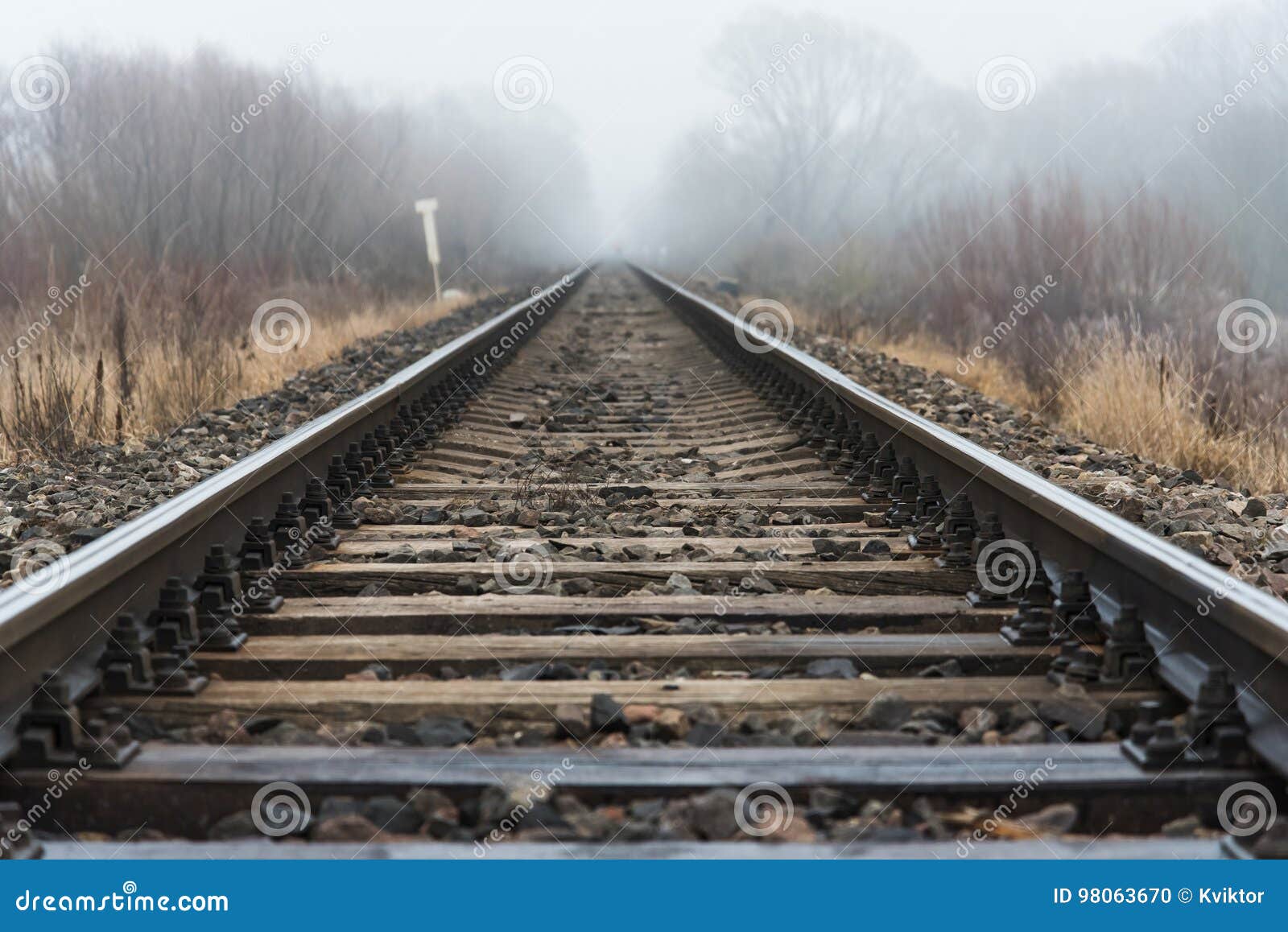 Empty Railroad Track Going into a Fog Stock Photo - Image of logistics ...