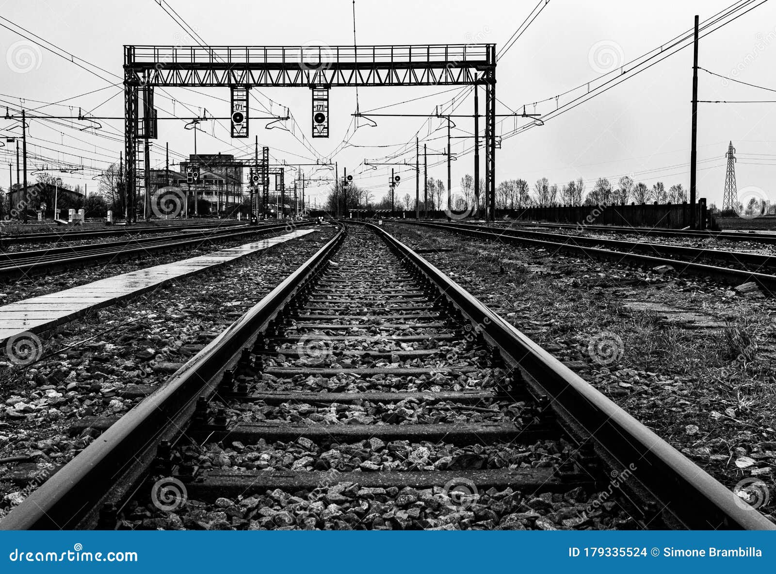 Empty Railroad Tracks on a Rainy Day Stock Photo - Image of railroad ...