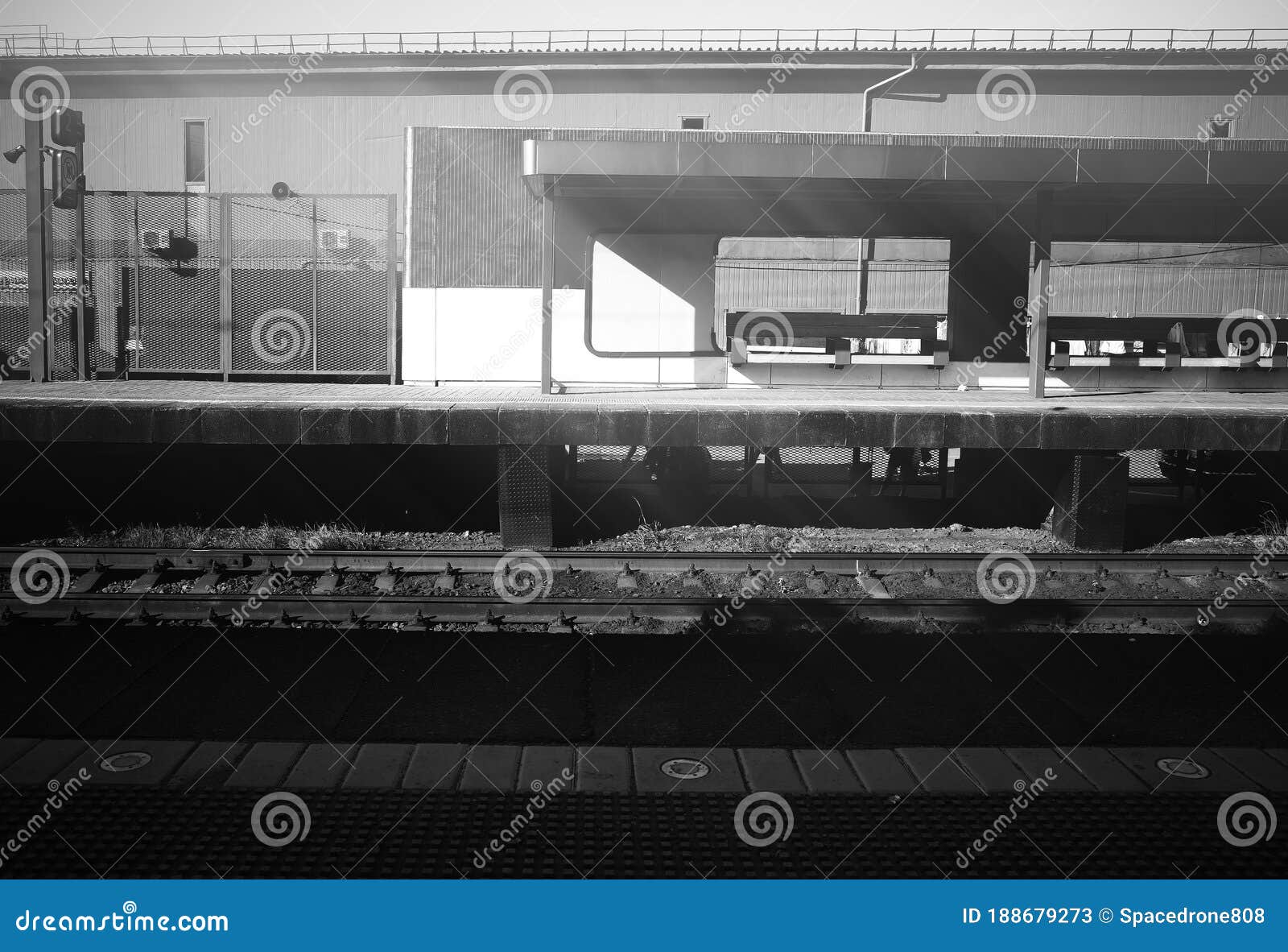 Empty Railroad Train Station Transport Background Stock Image - Image ...