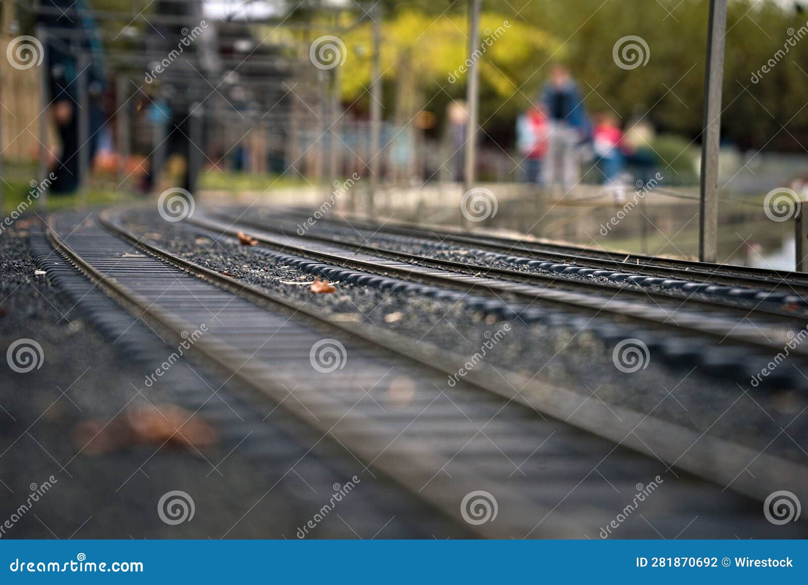 Empty Railway Track Against a Blurry Background. Stock Photo - Image of ...