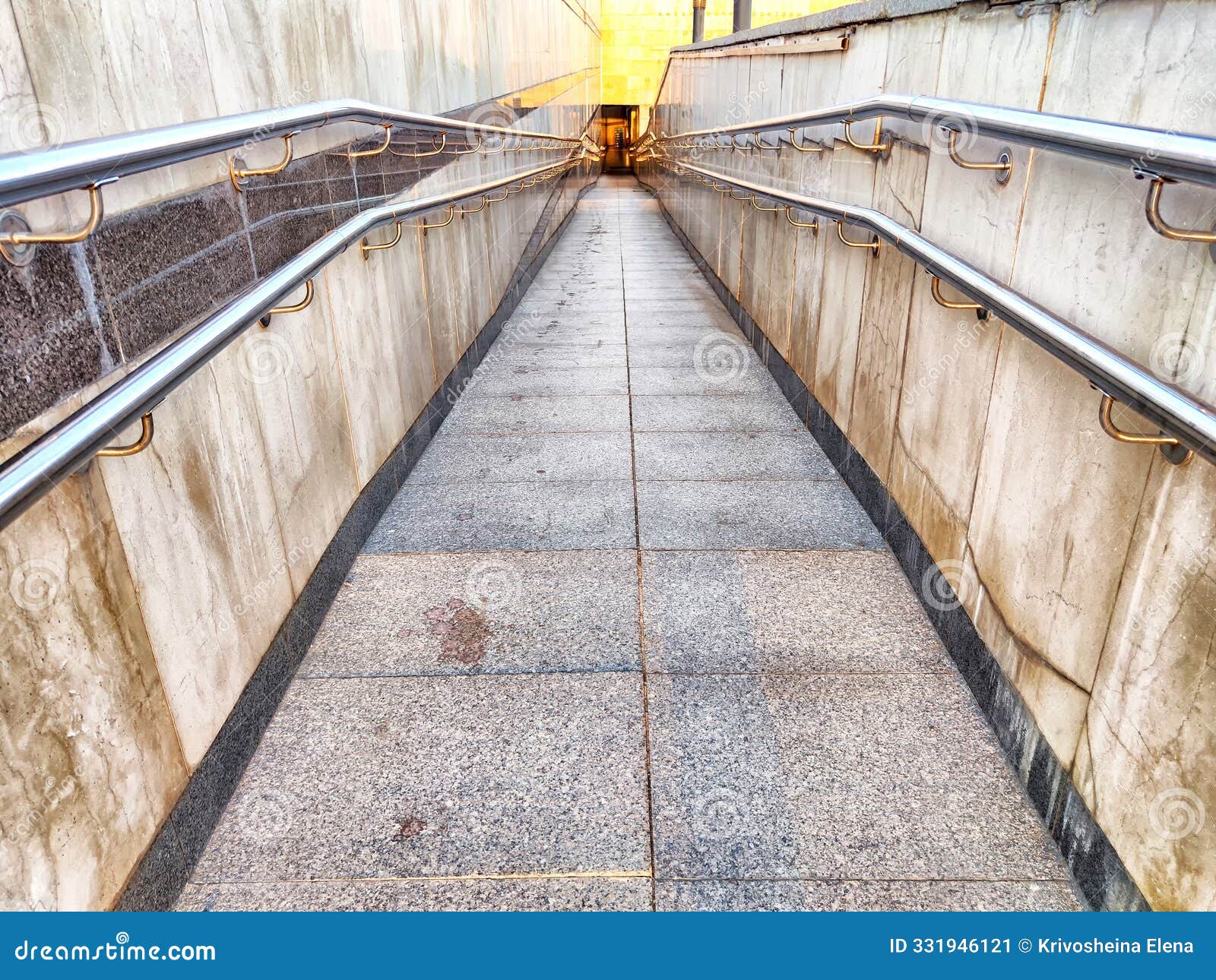 An Empty Ramp Descends into an Underground Space, Illuminated by Soft ...