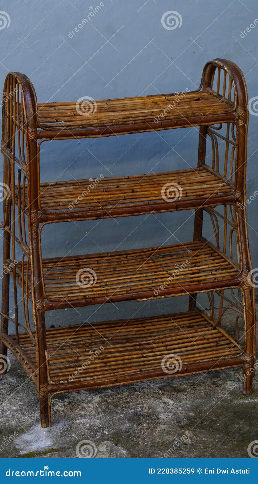Empty Rattan Shoe Rack on Grey Wall Background Stock Image - Image of ...