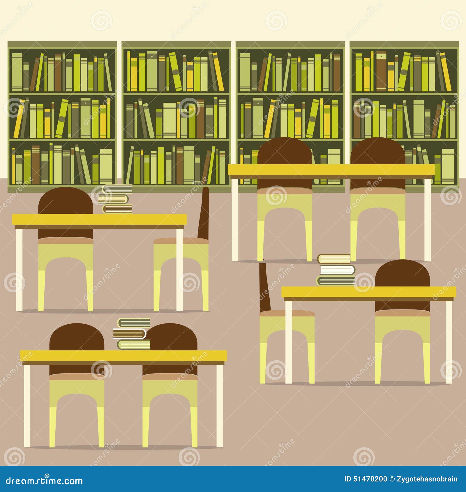 Empty Reading Seats in a Library Stock Vector - Illustration of flat ...