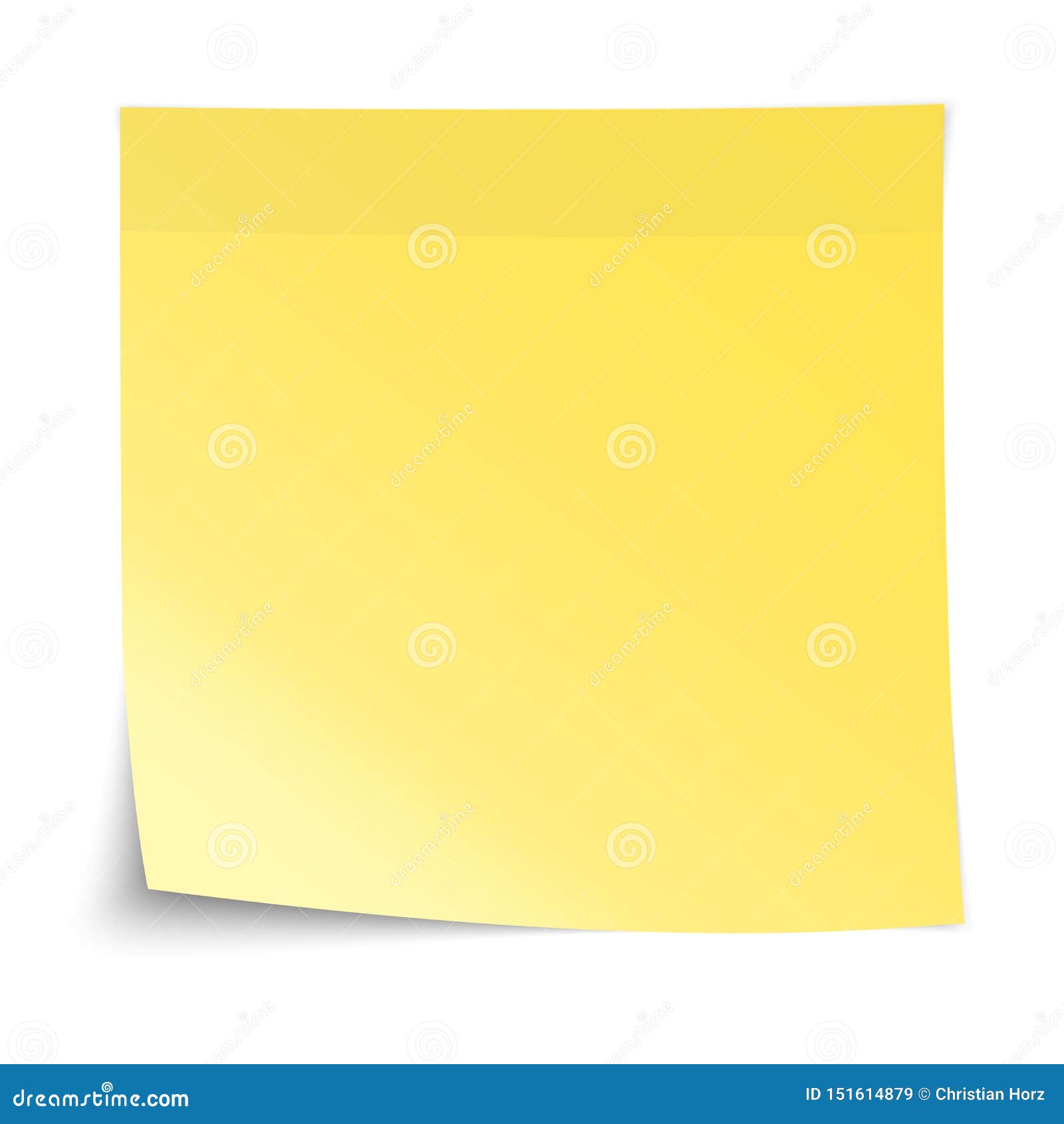 Empty Realistic Yellow Sticky Note Paper Sheet with Curled Up Corner ...