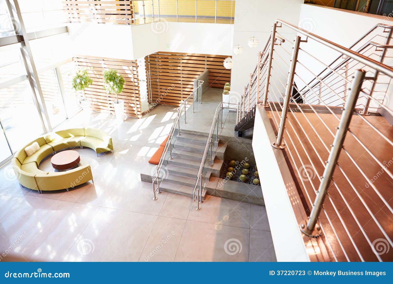 Empty Reception Area in Modern Office Stock Image - Image of stairs ...