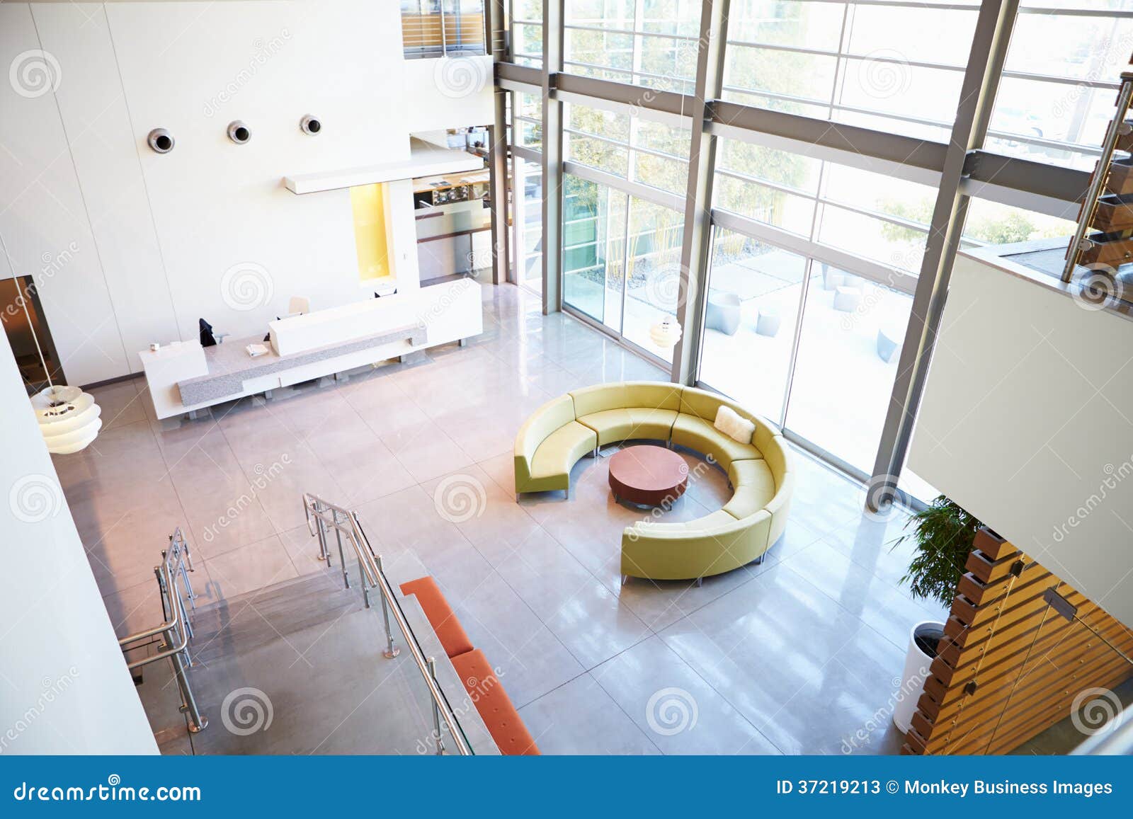 Empty Reception Area in Modern Office Stock Image - Image of open ...