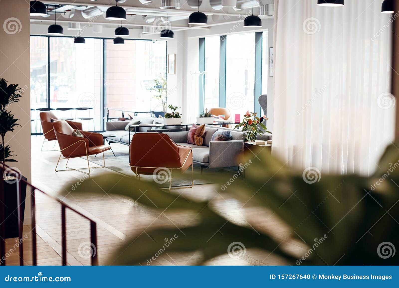 Empty Reception Area in Modern Open Plan Office Stock Photo - Image of ...