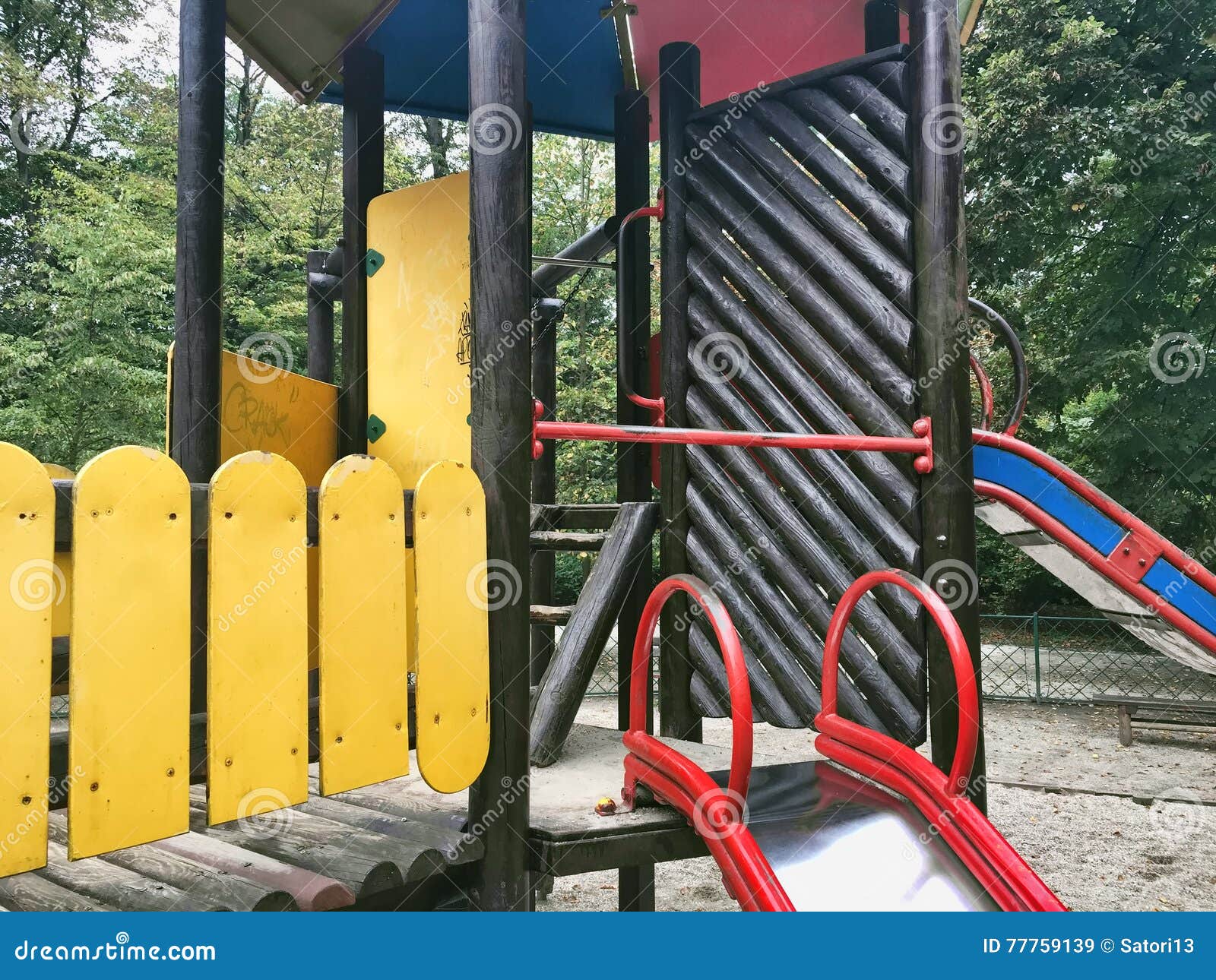 Empty Recreational Playground in the Park Stock Image - Image of little ...