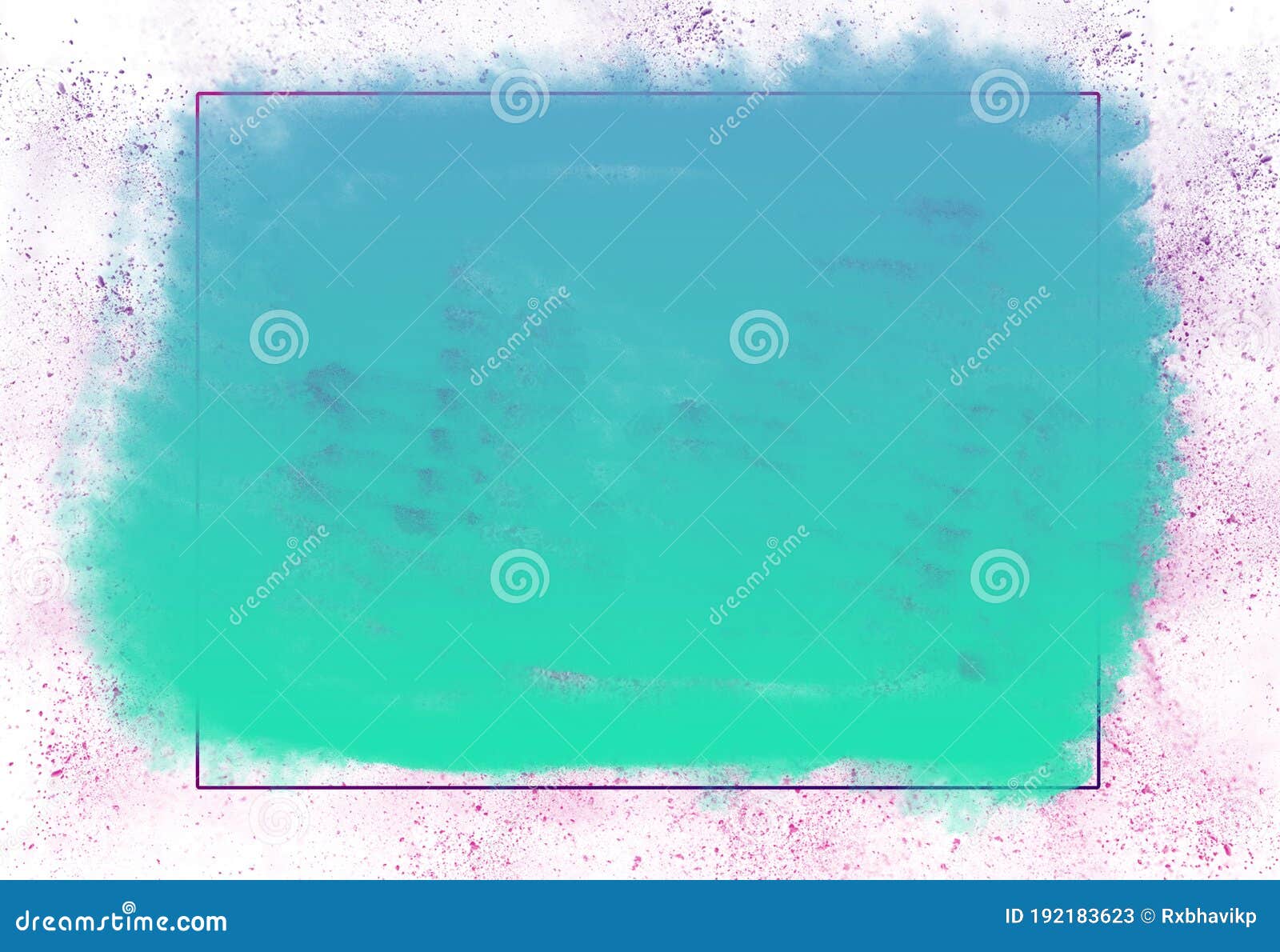 Empty Rectangle Frame with Blue Spray Design on White Background ...