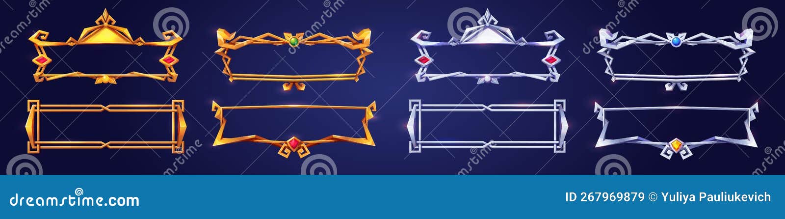 Empty Rectangle Game Frames in Medieval Style Stock Vector - Illustration of gold, item: 267969879