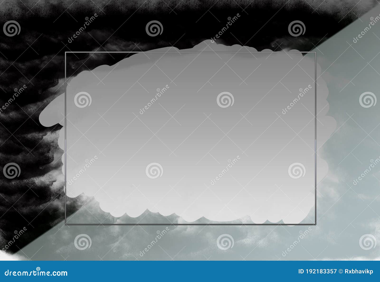 Empty Rectangle Grey Frame with Black & Grey Cloudy Background Template ...