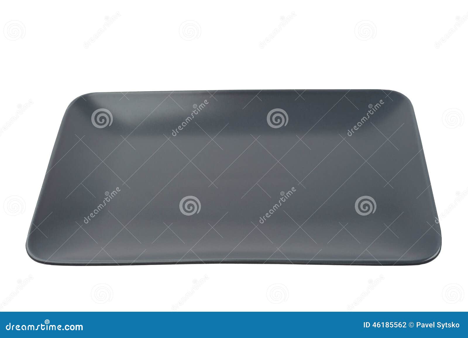 Empty Rectangular Black Plate Isolated on White Background Stock Photo ...