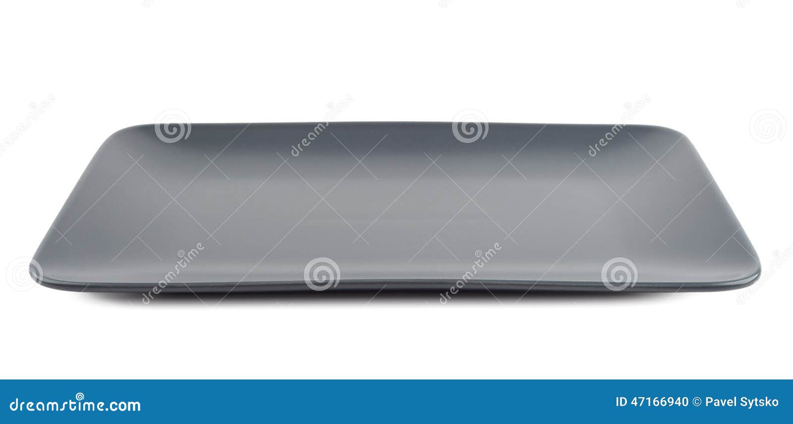 Empty Rectangular Black Plate Isolated on White Background Stock Photo ...