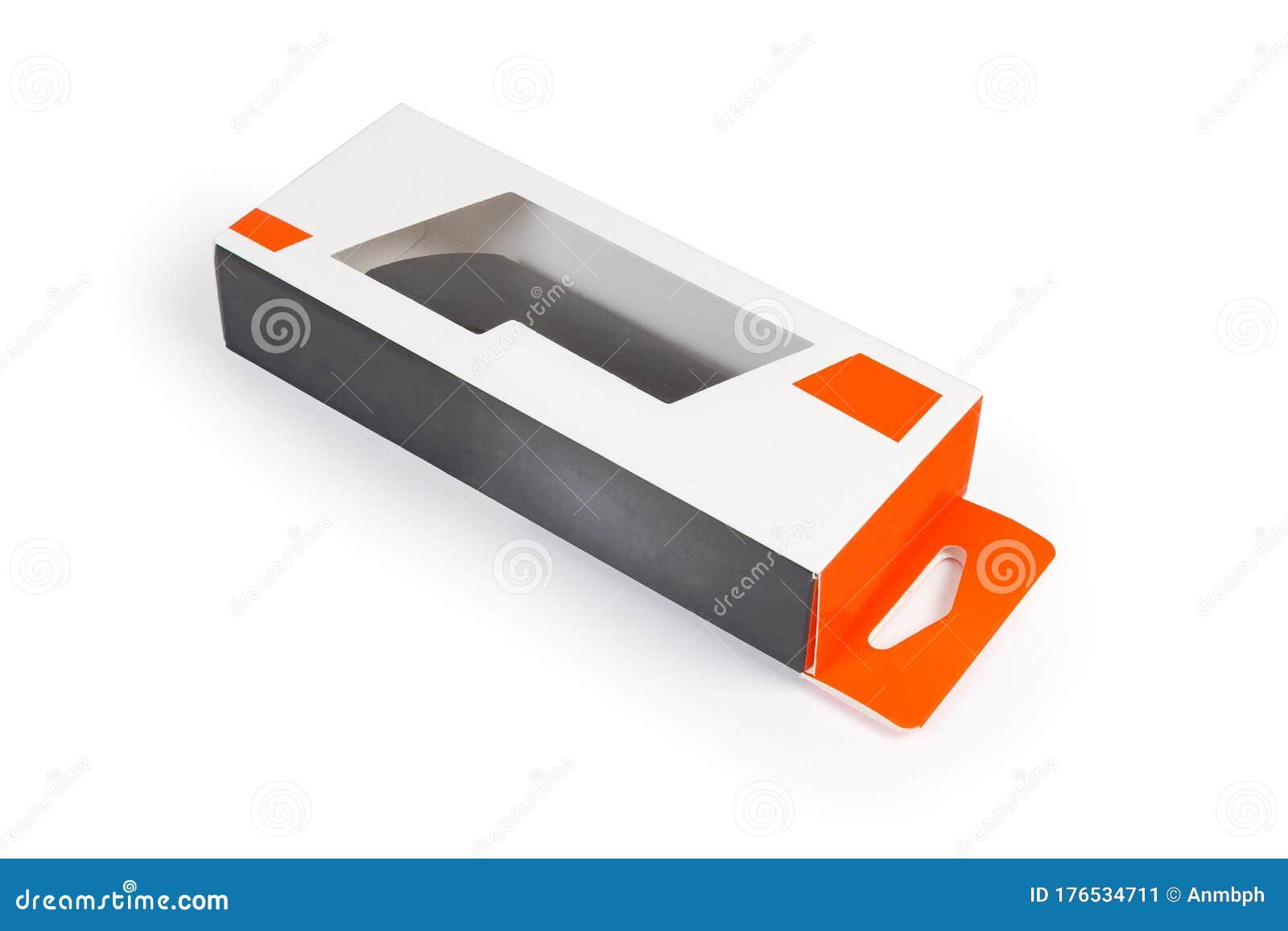 Empty Rectangular Cardboard Accessory Packing Box with a Transparent ...