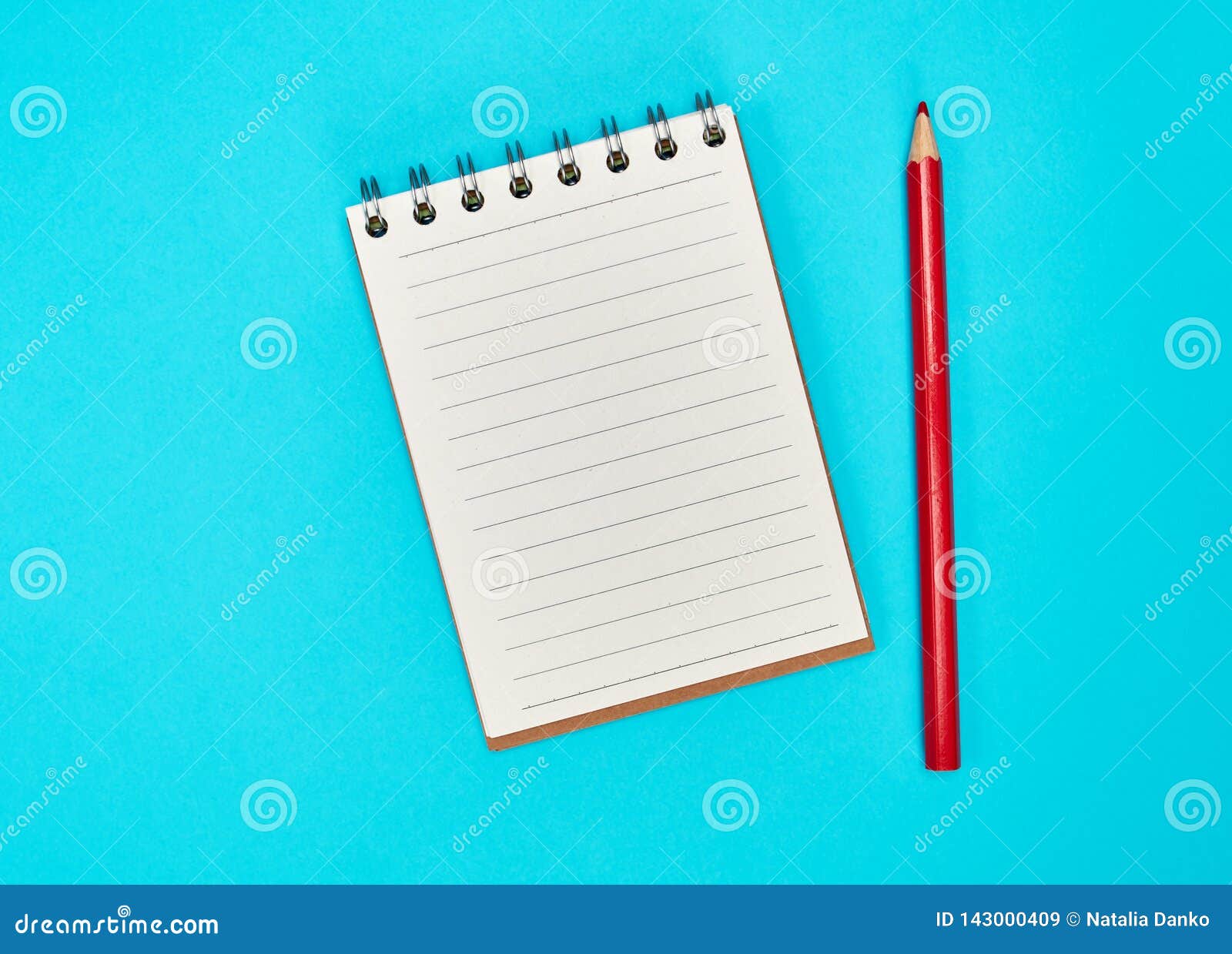 Empty Rectangular Notepad and Wooden Red Pencil Stock Image - Image of ...