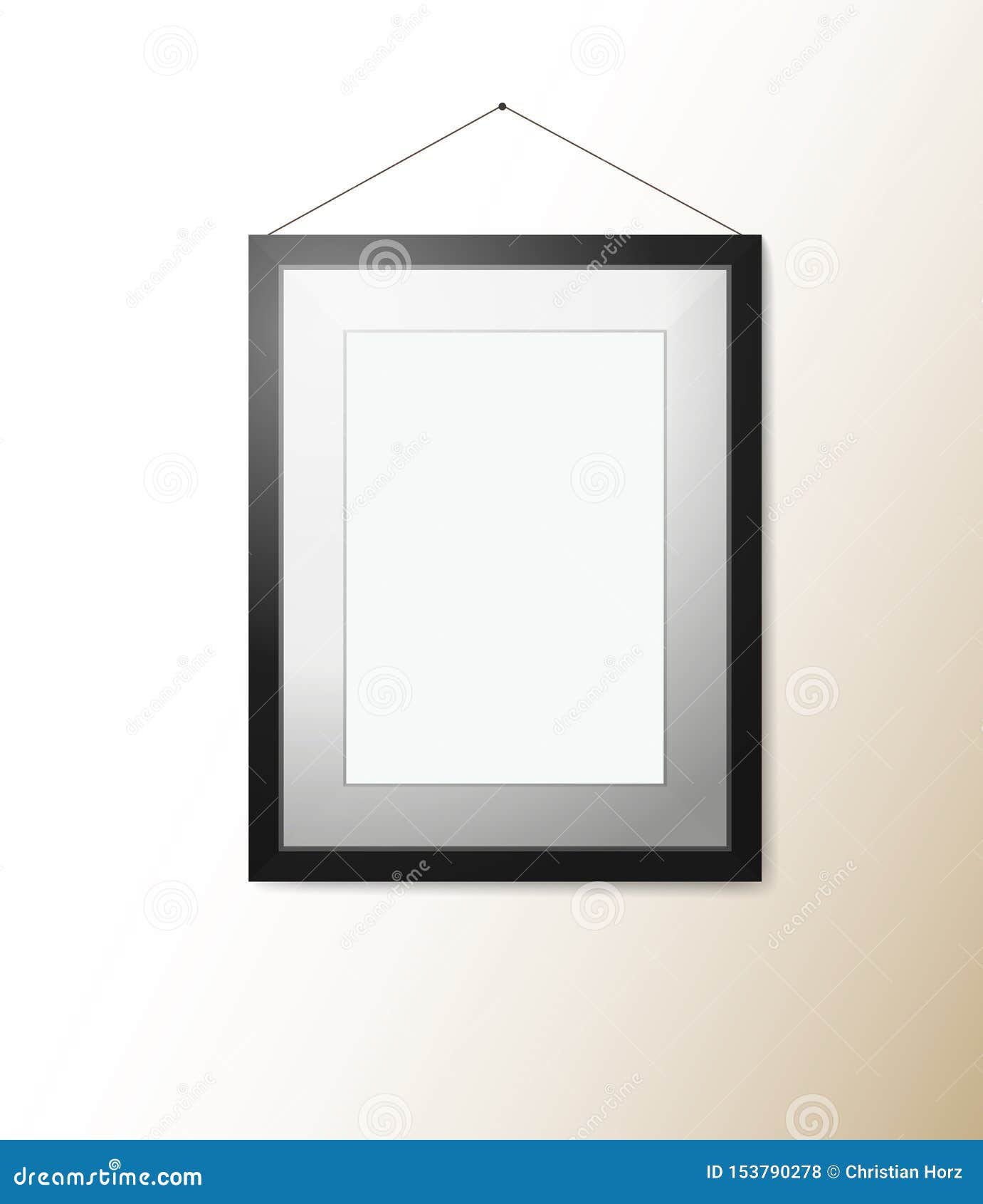 Empty Rectangular Picture Frame with Shadow on Wall Stock Vector ...