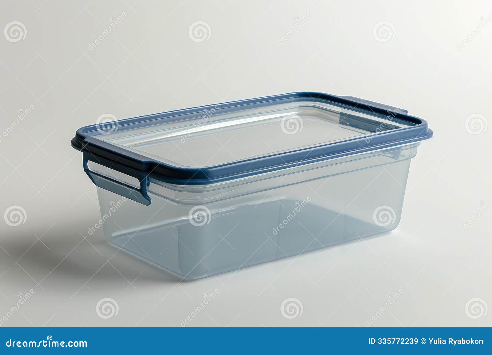 Empty Rectangular Plastic Food Container with Blue Lid Isolated on ...