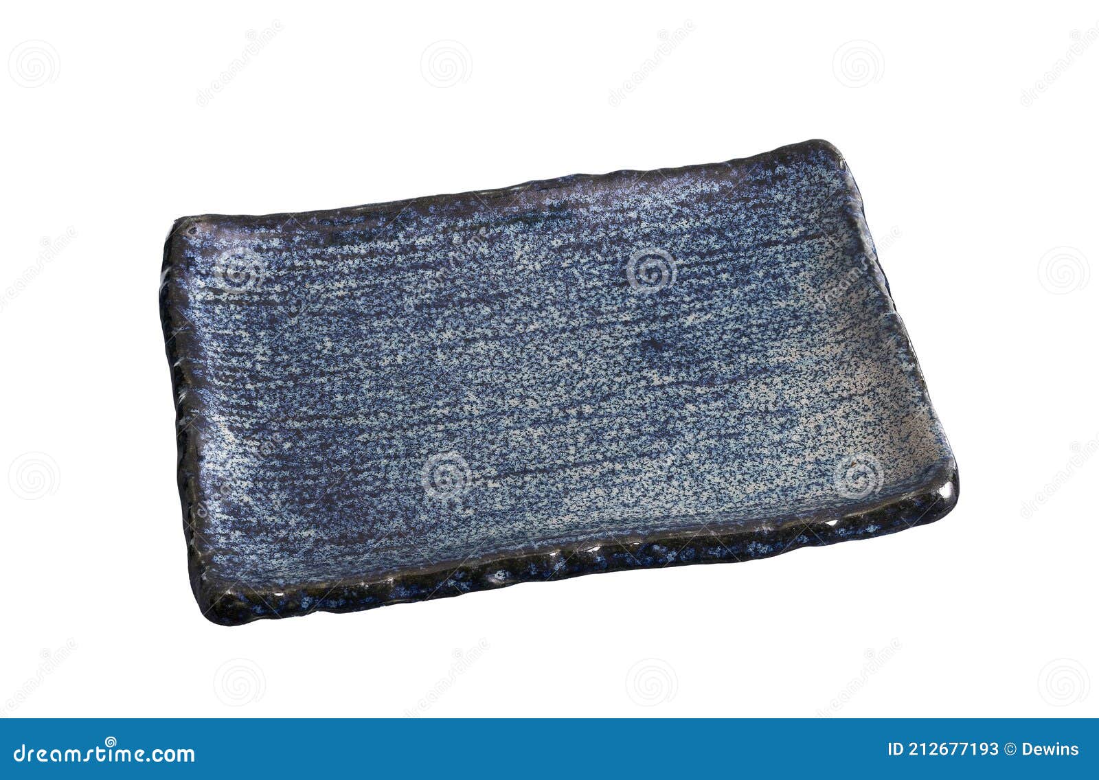 Empty Rectangular Plate, Blue Ceramics Plate Isolated on White ...
