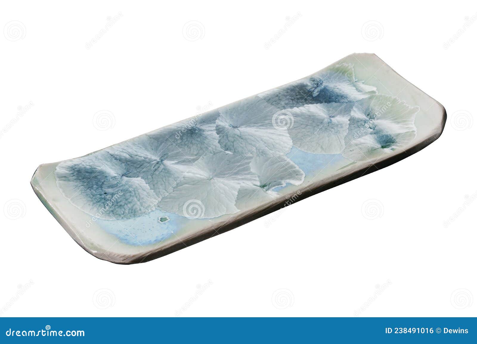 Empty Rectangular Plate with Crystalline Glazes, Blue Ceramics Plate ...