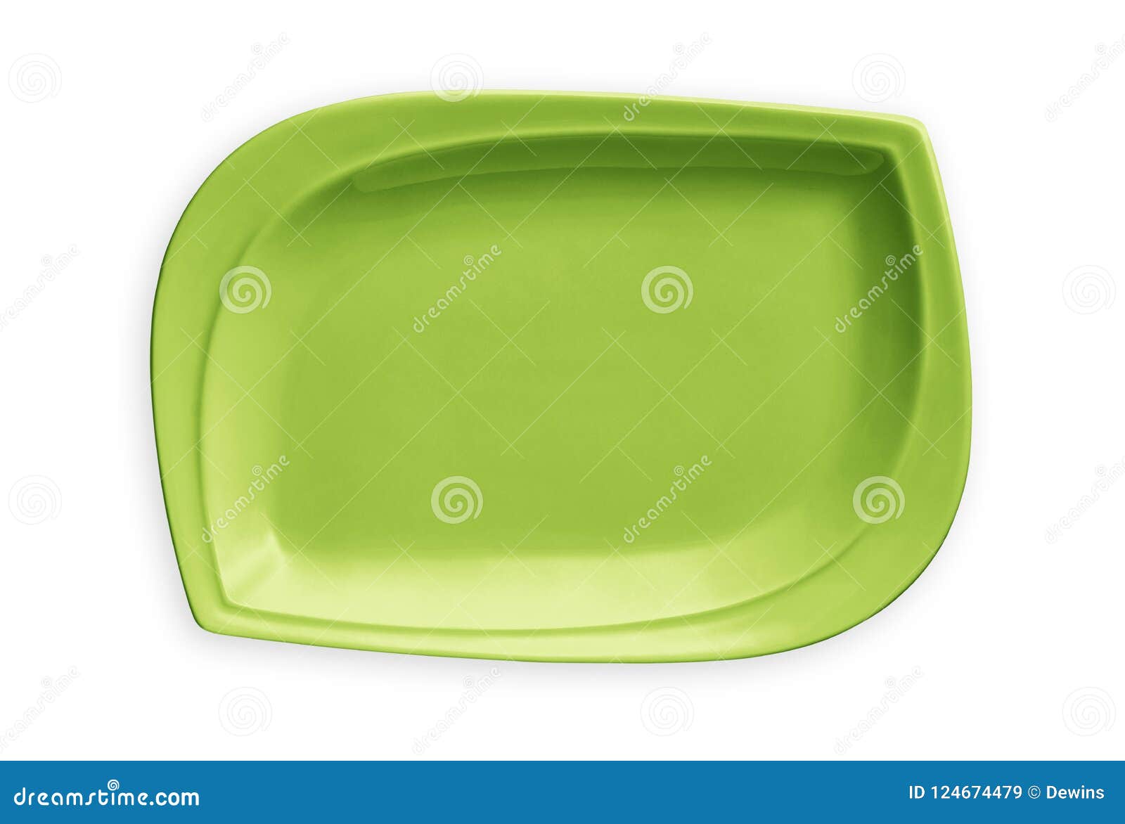 Empty Rectangular Plate, Exotic Green Plate, View from Above Isolated ...