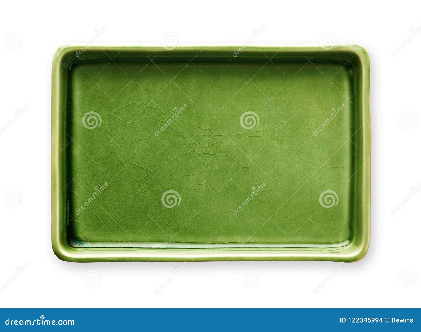 Empty Rectangular Plate, Green Ceramics Plate, View from Above Isolated ...