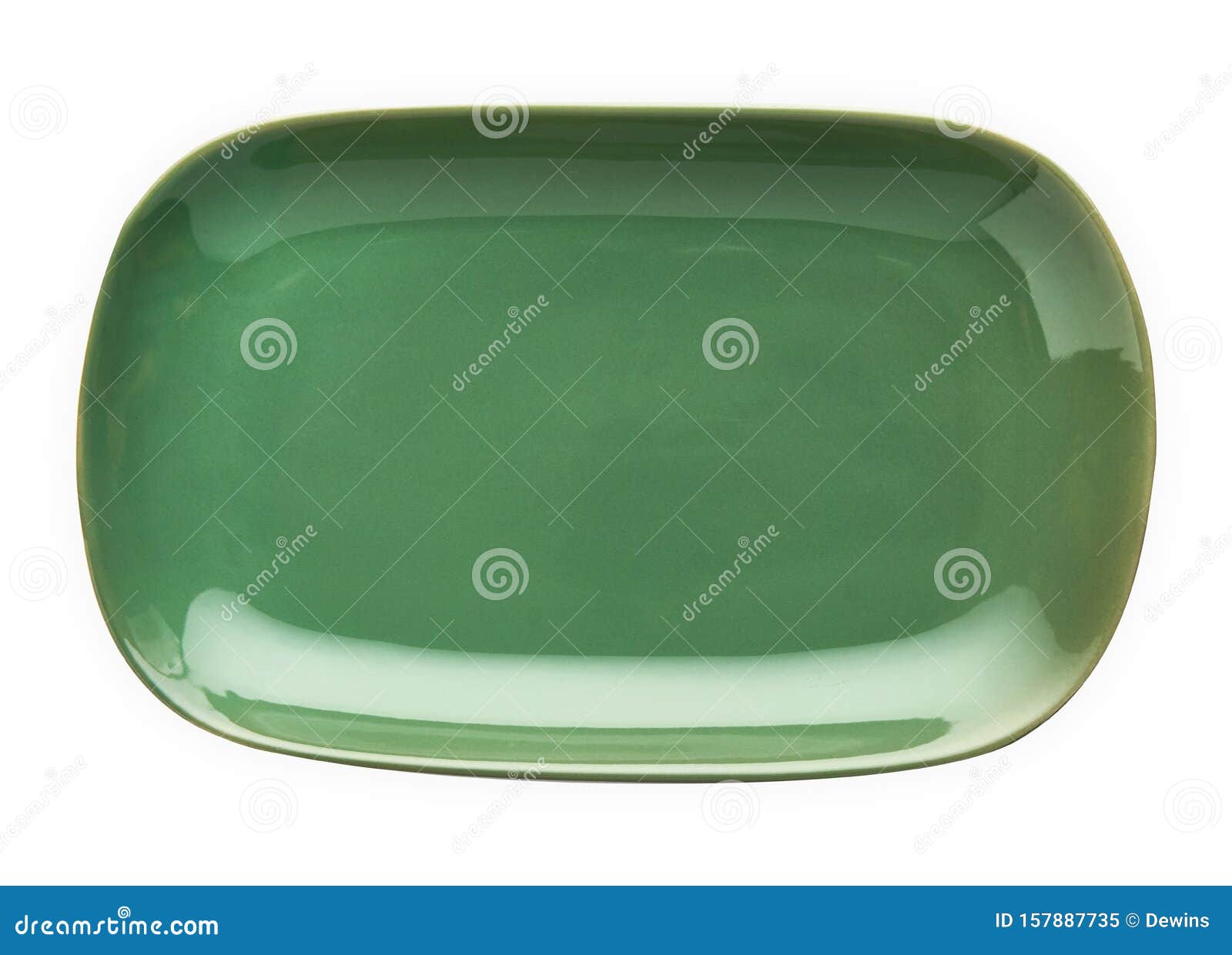 Empty Rectangular Plate, Green Ceramics Plate, View from Above Isolated ...