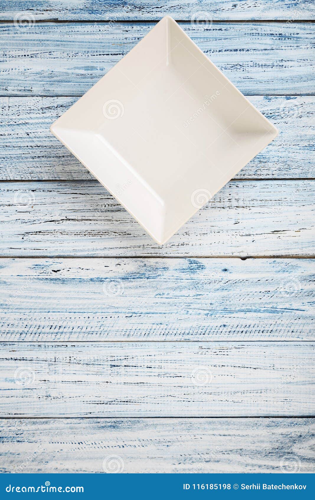 Empty Rectangular Plate on Wooden Table Background Stock Photo - Image ...