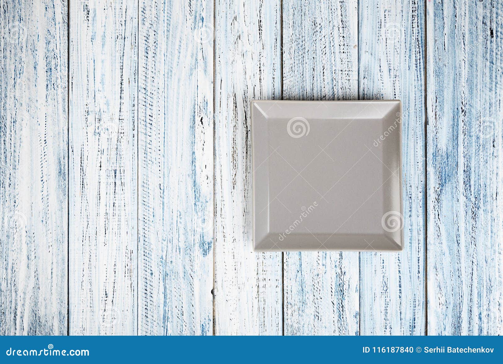 Empty Rectangular Plate on Wooden Table Background Stock Photo - Image ...