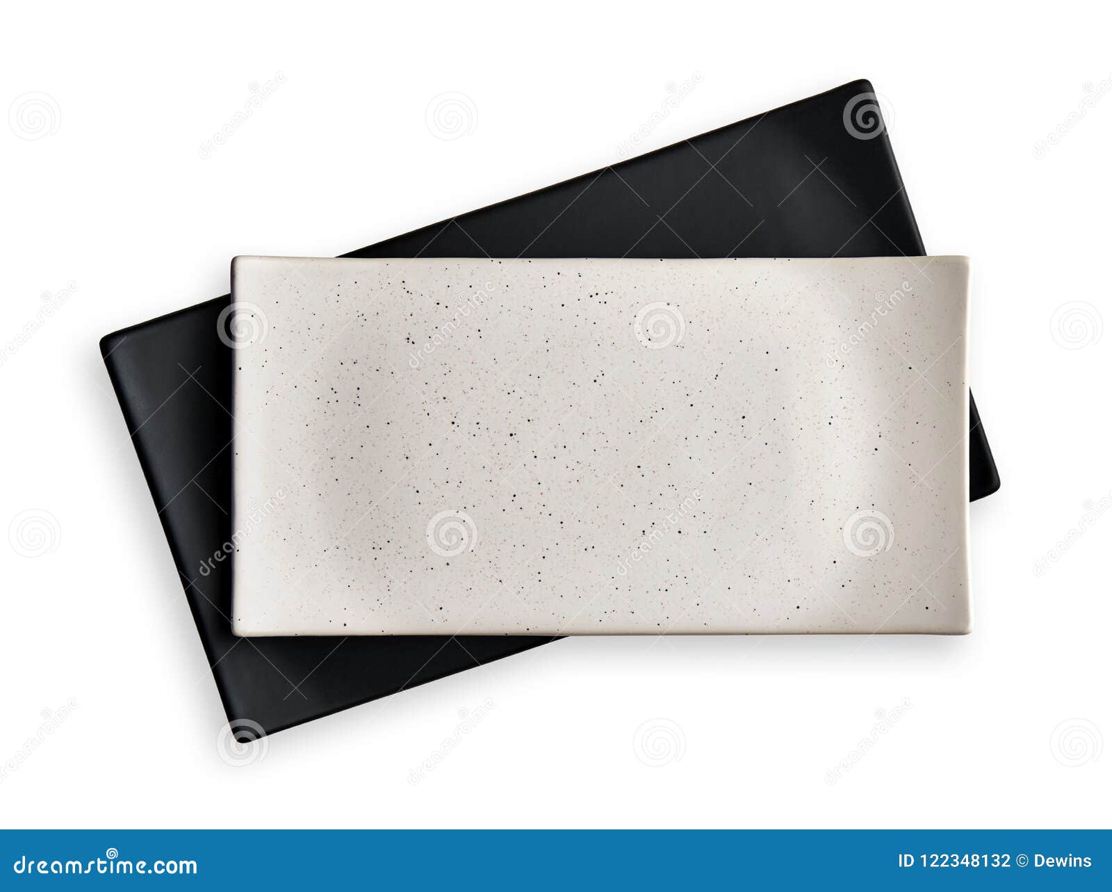 Empty Rectangular Plates, White And Black Ceramics Plates, View From ...
