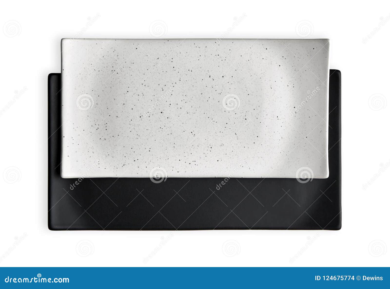 Empty Rectangular Plates, White And Black Ceramics Plates, View From ...