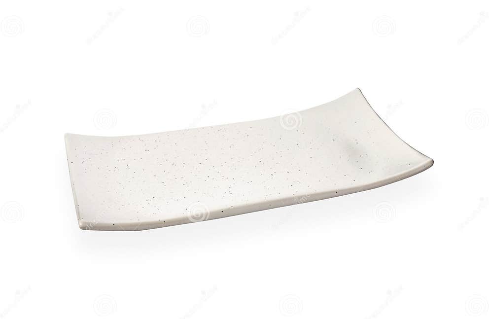 Empty Rectangular Plates, White Ceramics Plates Isolated on White ...