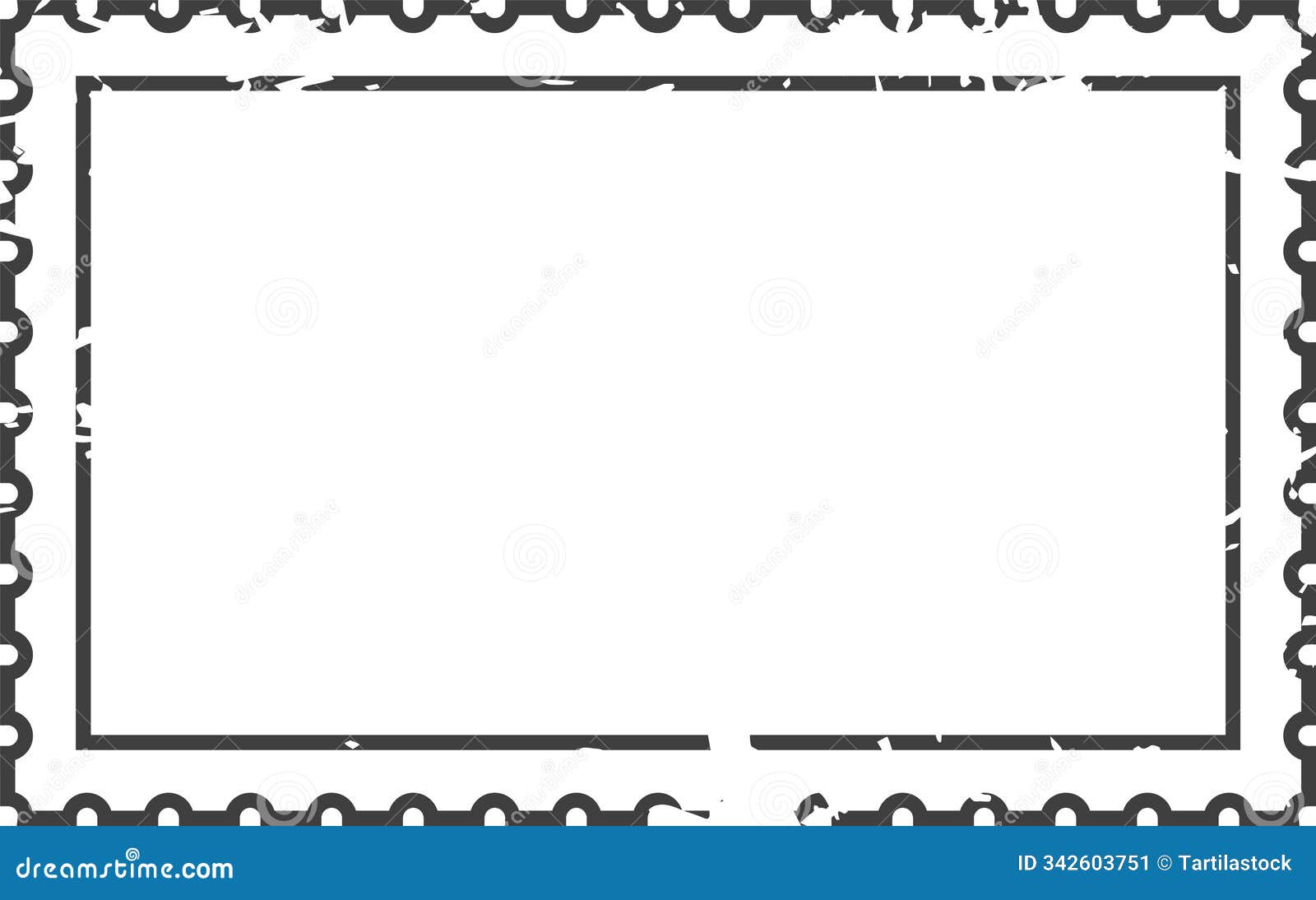 Empty Rectangular Postage Stamp Frame With Grunge Edges And Circle ...