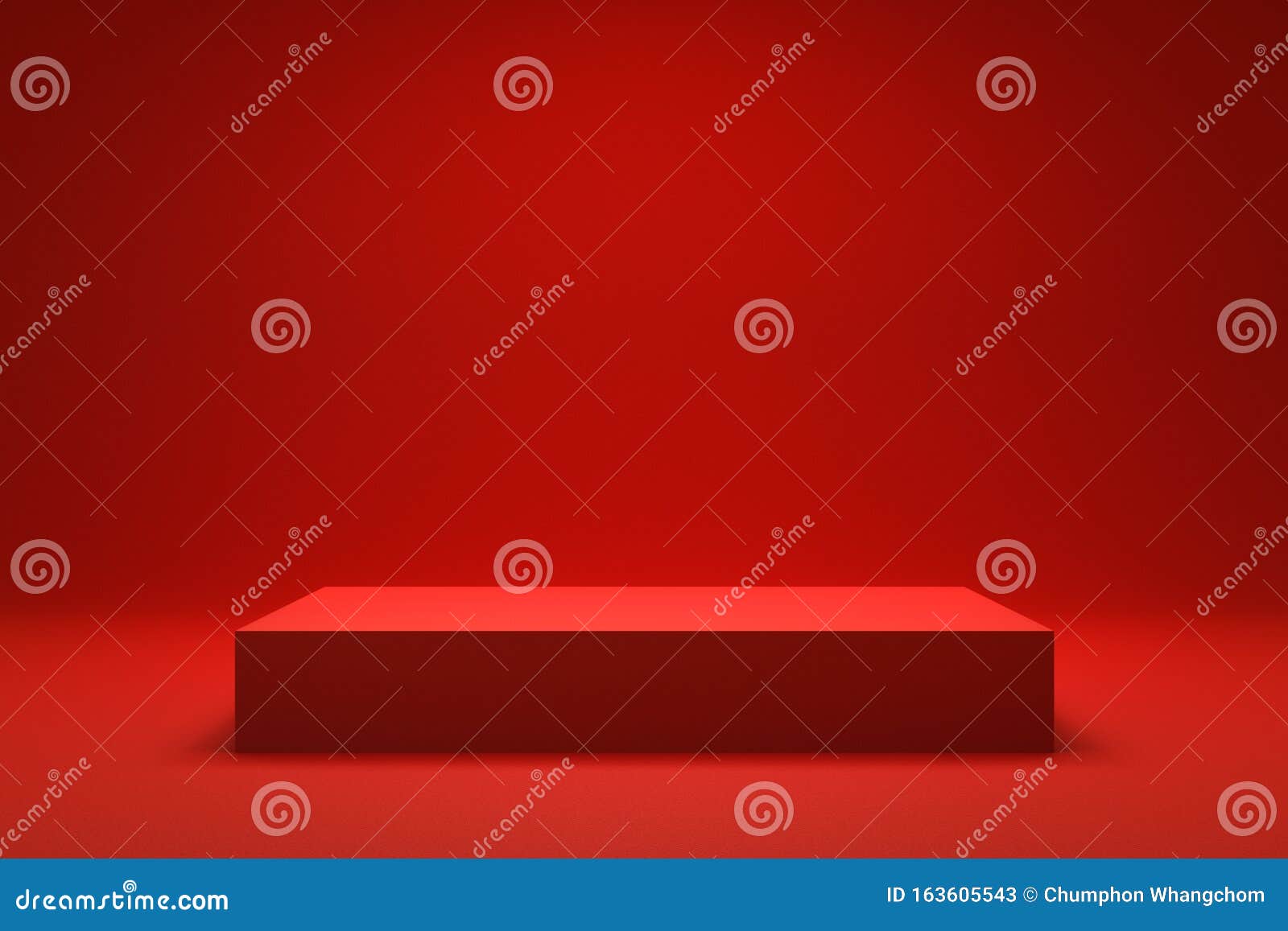 Empty Red Background and Stand Display or Shelf with Studio for Showing ...