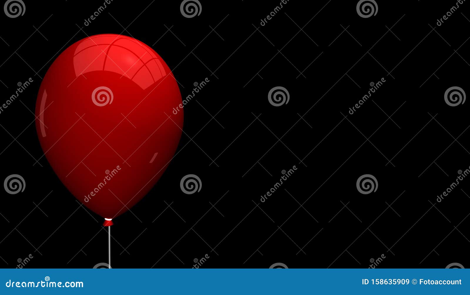 Empty Red Balloon with Light Reflections - Isolated on Black Background ...