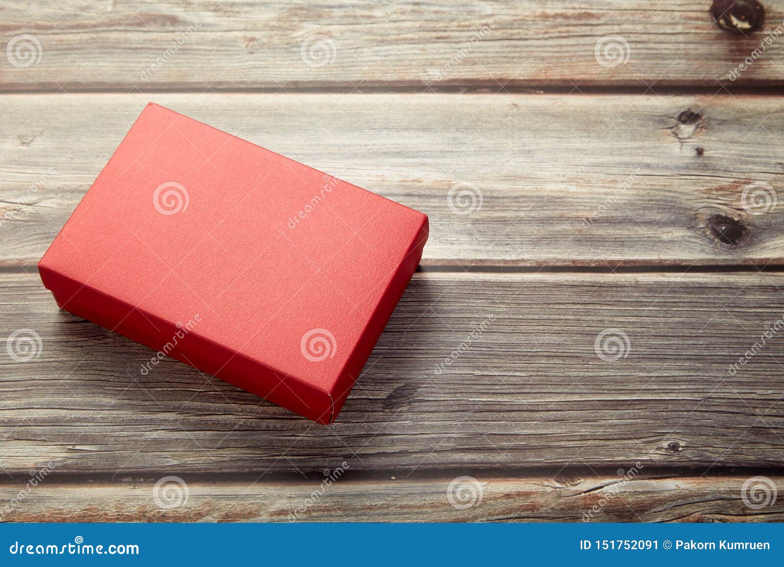 Empty Red Box on Brown Wooden Stock Image - Image of wooden, festive ...