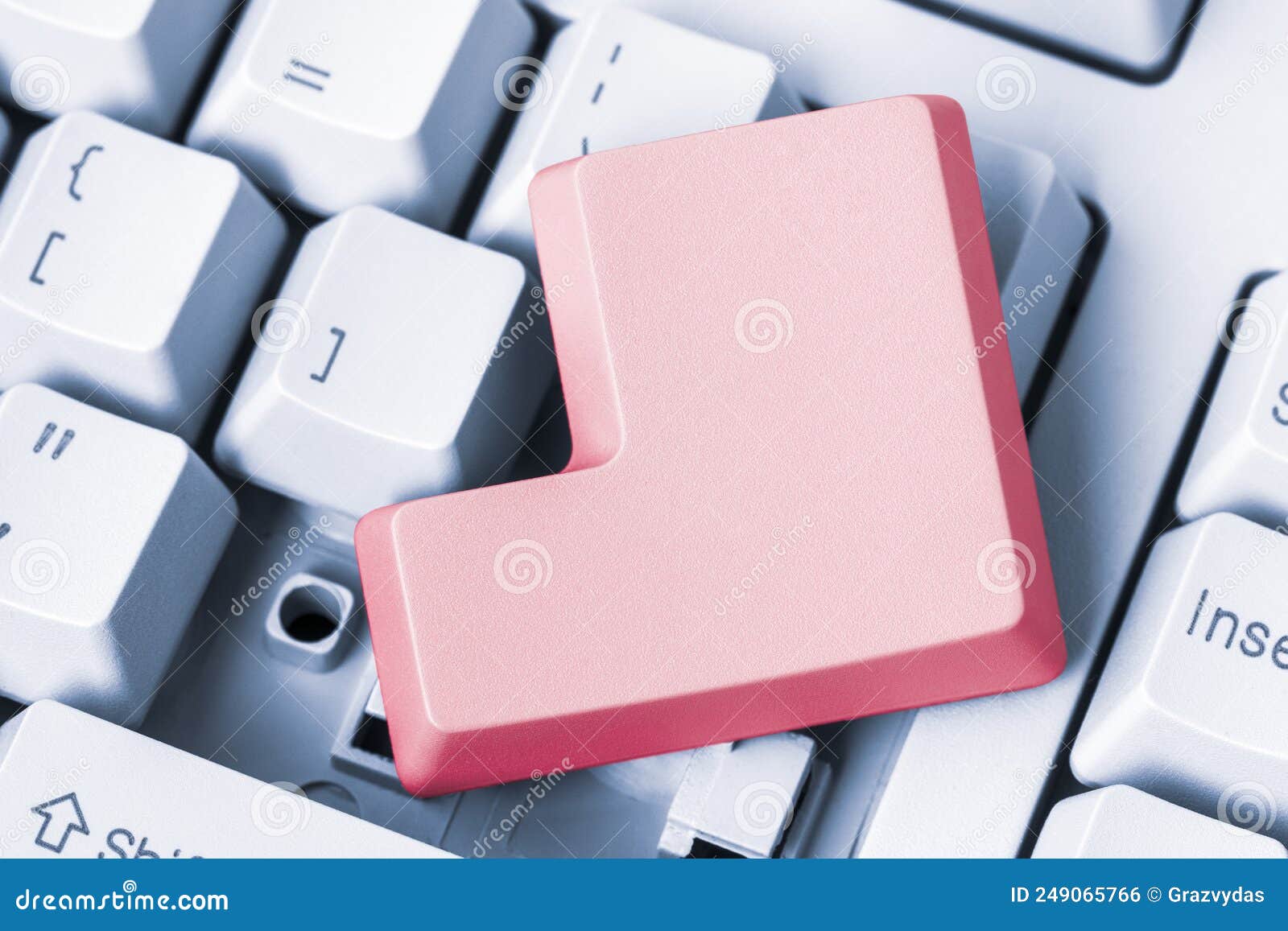 Empty Red Button Removed from Computer Keyboard Stock Photo - Image of ...