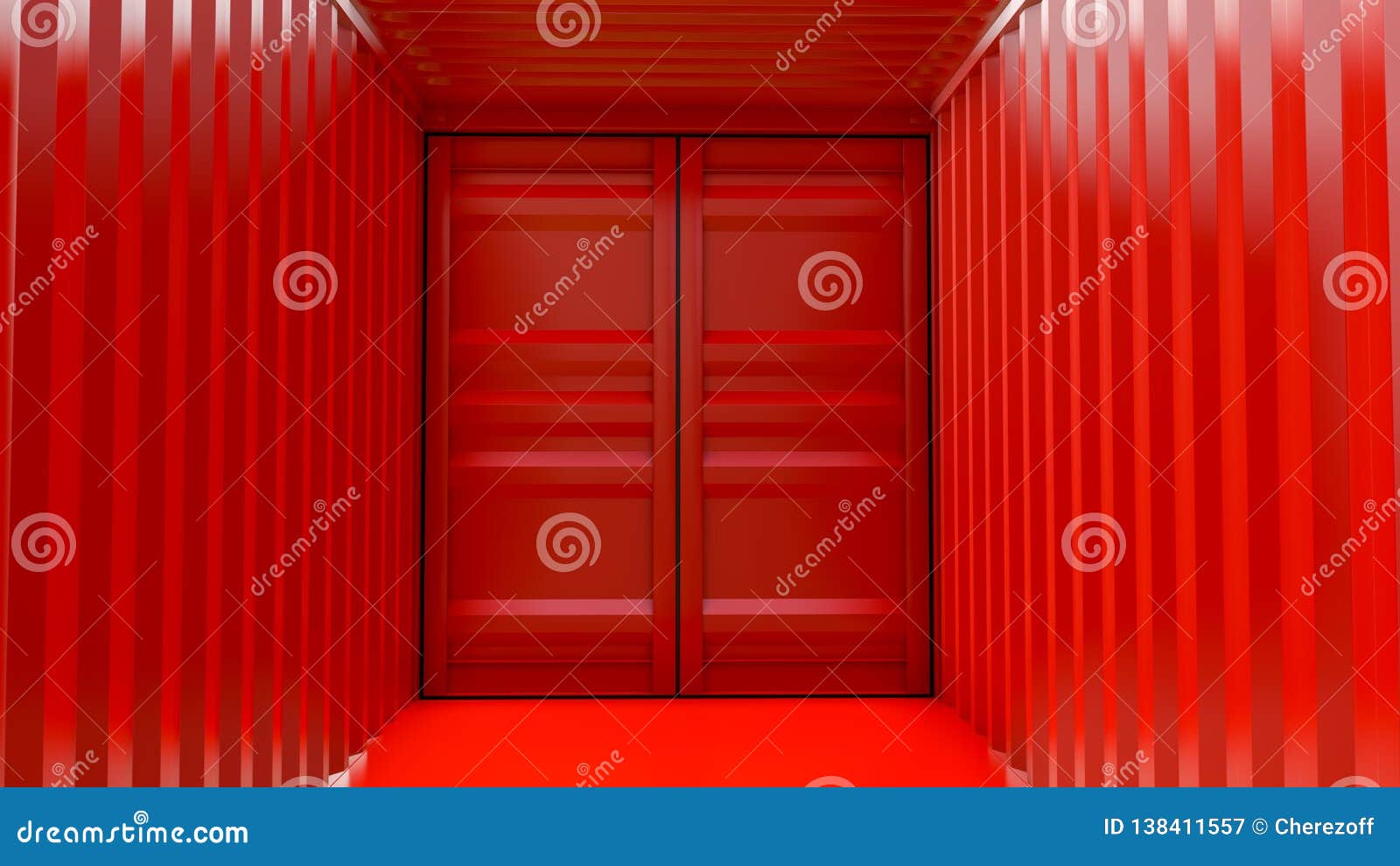 Empty Red Cargo Container Interior Stock Image - Image of ship, space ...
