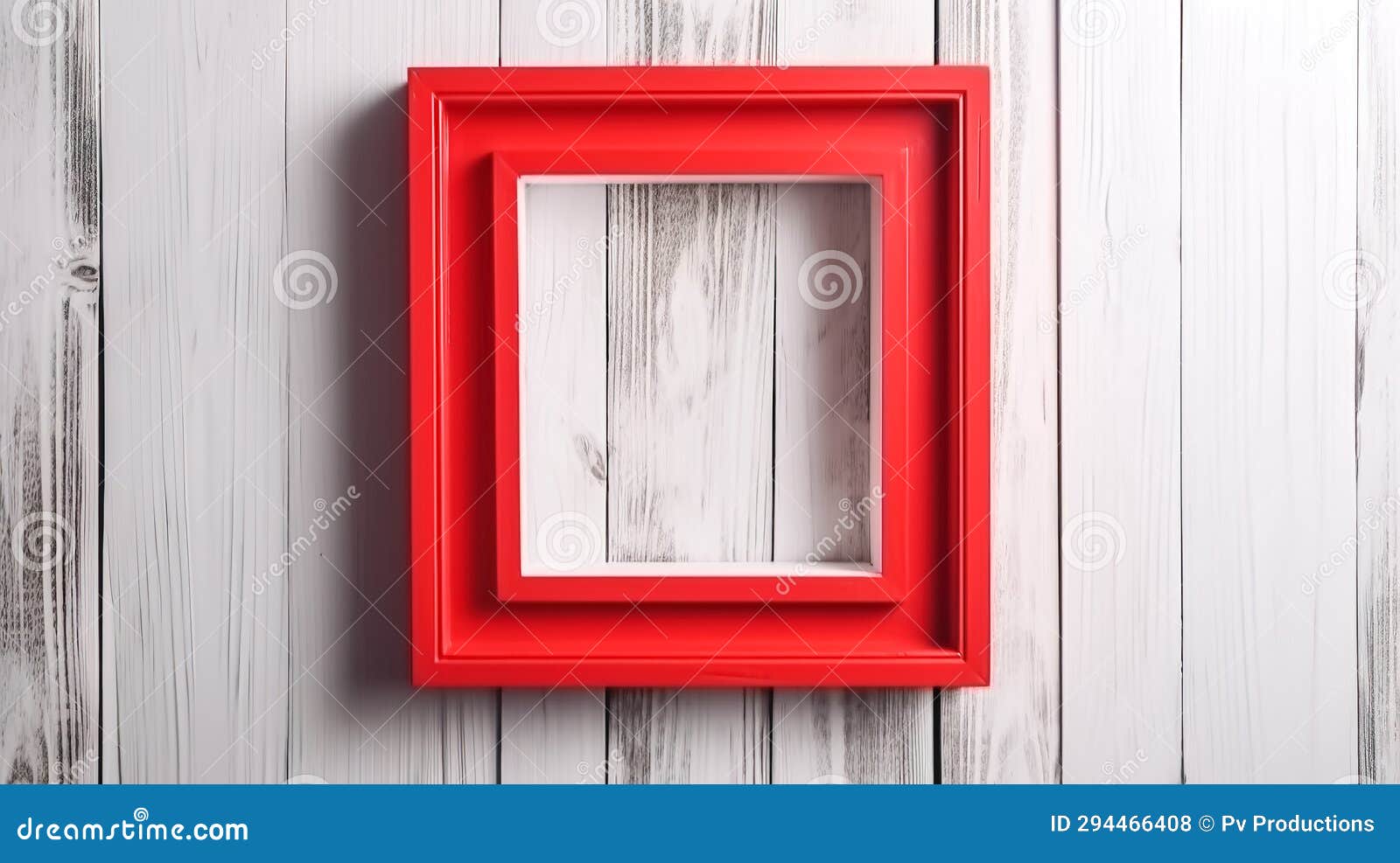 Empty Red Frame on White Wooden Background, Top View. Stock Photo ...