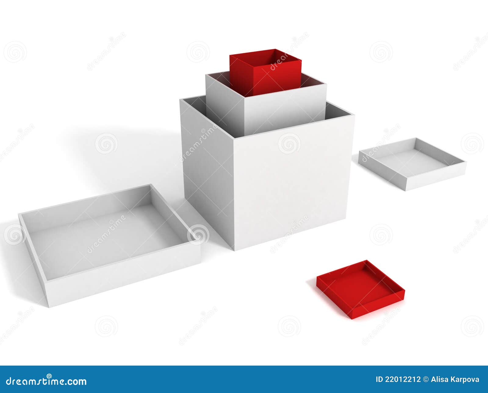 Empty Red Gift Box in Many White Boxes Stock Illustration ...